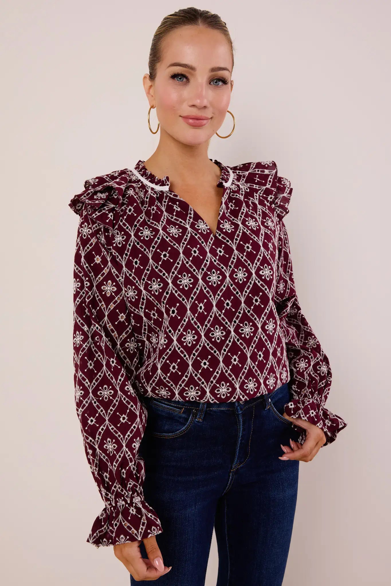 Wanda Purple Embroidered Top | Avara