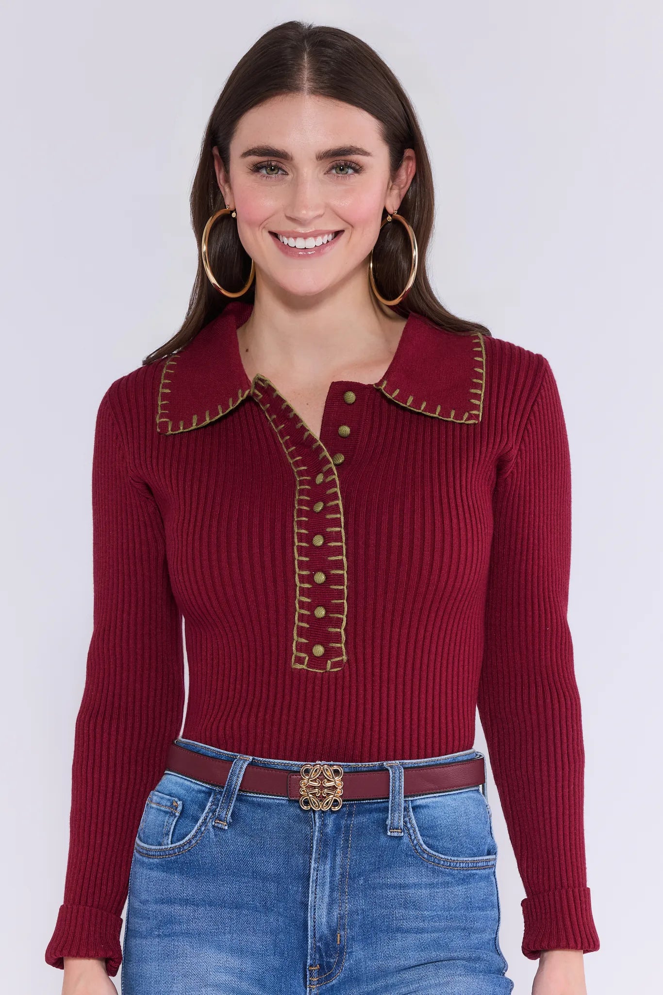 Amy Maroon Knit Top | Avara