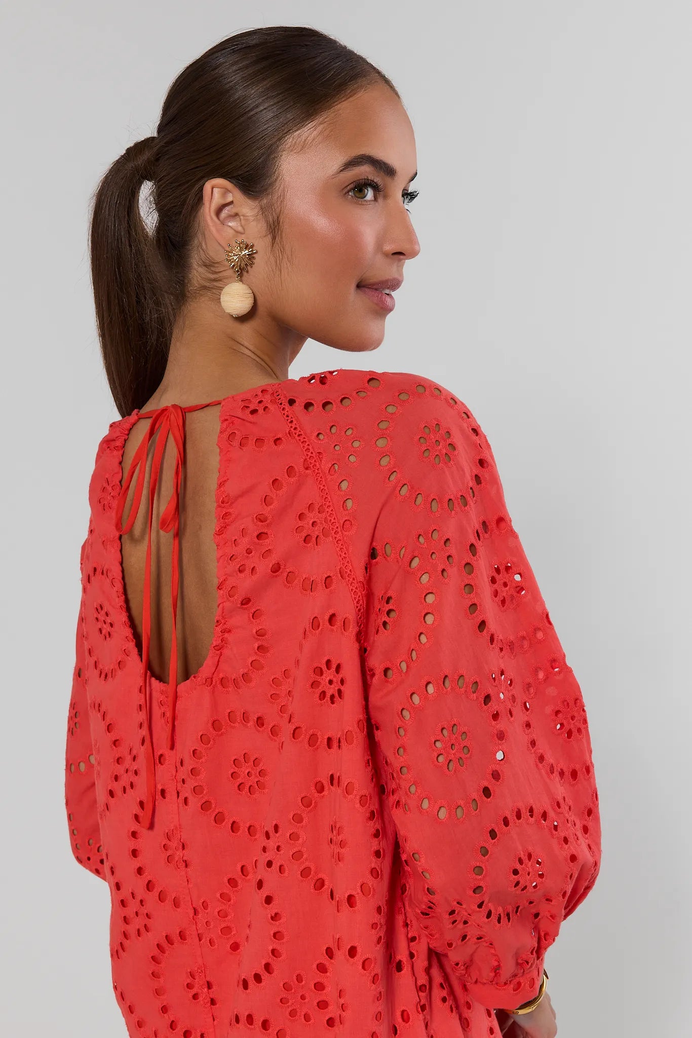 Red Eyelet Short Dress | Avara